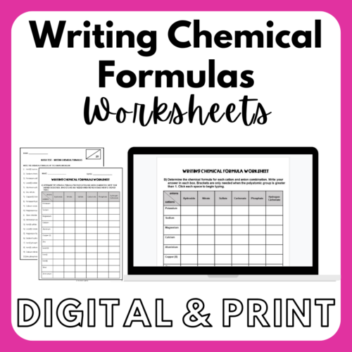 CHEMISTRY Writing Chemical Formulas Practice Worksheets | Made By Teachers