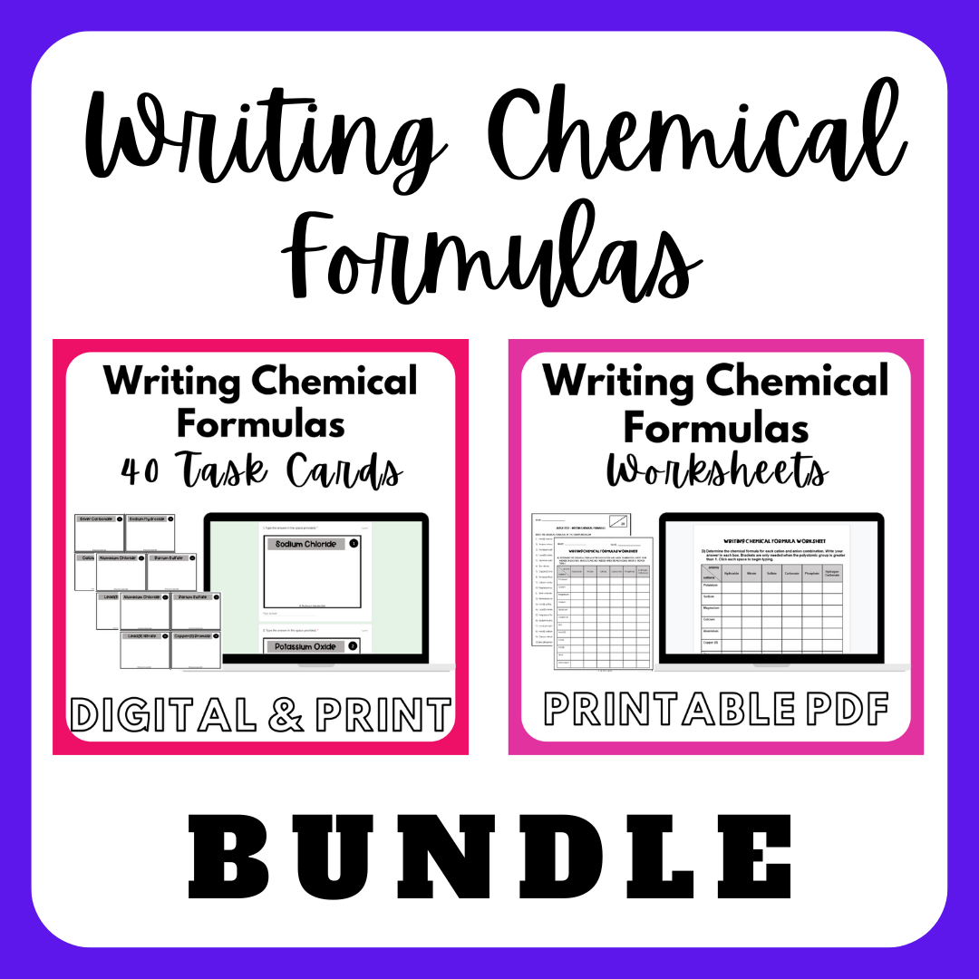CHEMISTRY Writing Chemical Formulas BUNDLE Made By Teachers