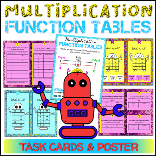Multiplication Function Input Output Tables and Word Problems Task ...