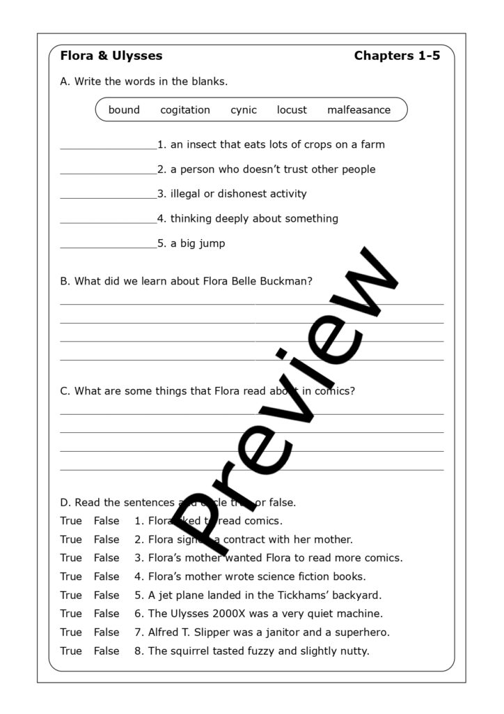 Kate DiCamillo "Flora & Ulysses" worksheets | Made By Teachers