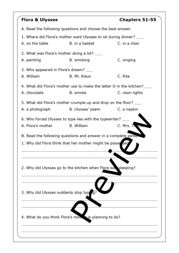 Kate DiCamillo "Flora & Ulysses" worksheets | Made By Teachers