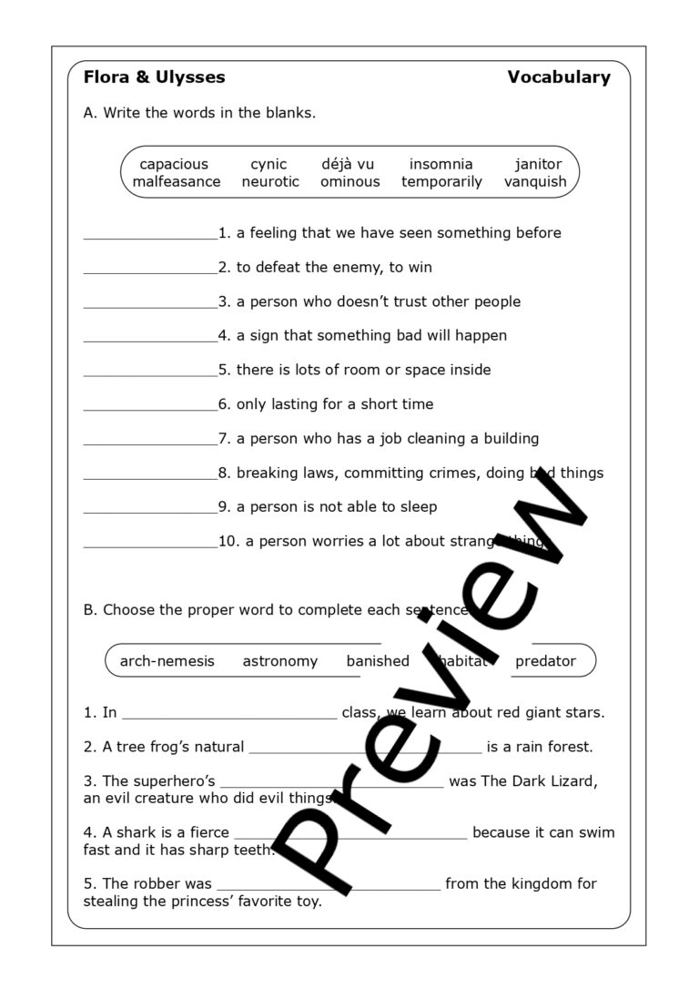 Kate DiCamillo "Flora & Ulysses" worksheets | Made By Teachers