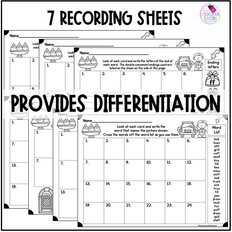Double Consonants - FF LL SS ZZ - Phonics Center - Write the Room ...