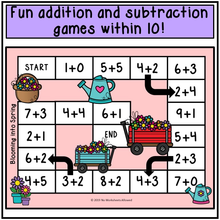 Spring/Easter Addition and Subtraction Games Within 10 | Made By Teachers