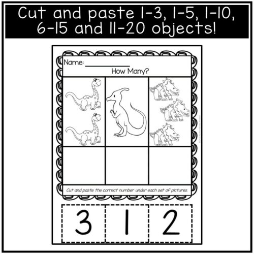 Dinosaur Numbers 1 to 20 Cut and Paste | Made By Teachers