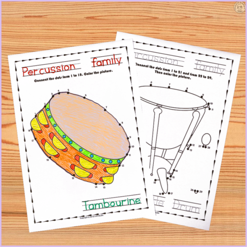 Percussion Family Instruments Dot to Dot Worksheets | Connect the Dots ...