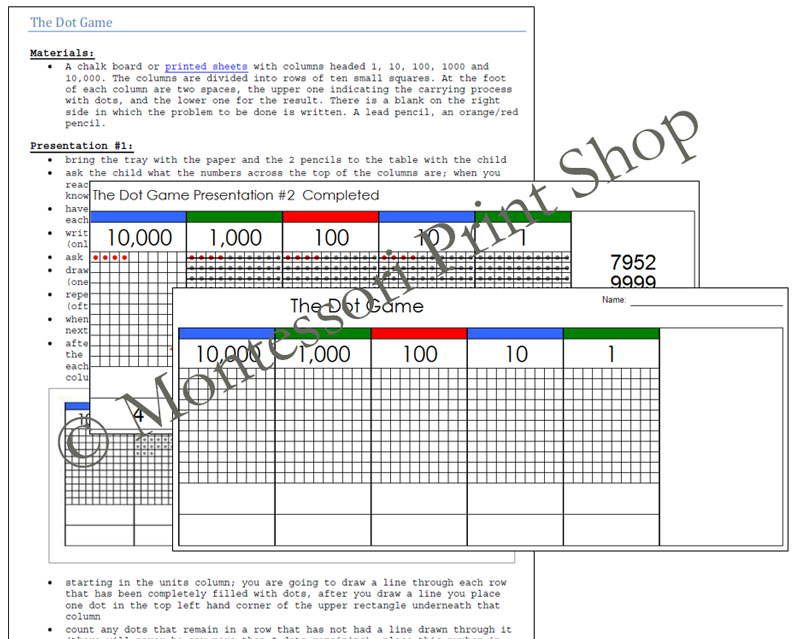 The Dot Game (Addition With Carrying) - Primary Montessori Math | Made ...