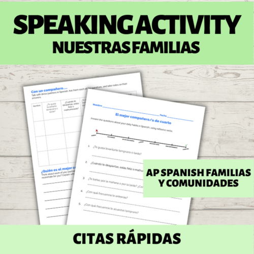 Nuestras Familias | Speaking Activity | Citas Rápidas | AP Spanish ...