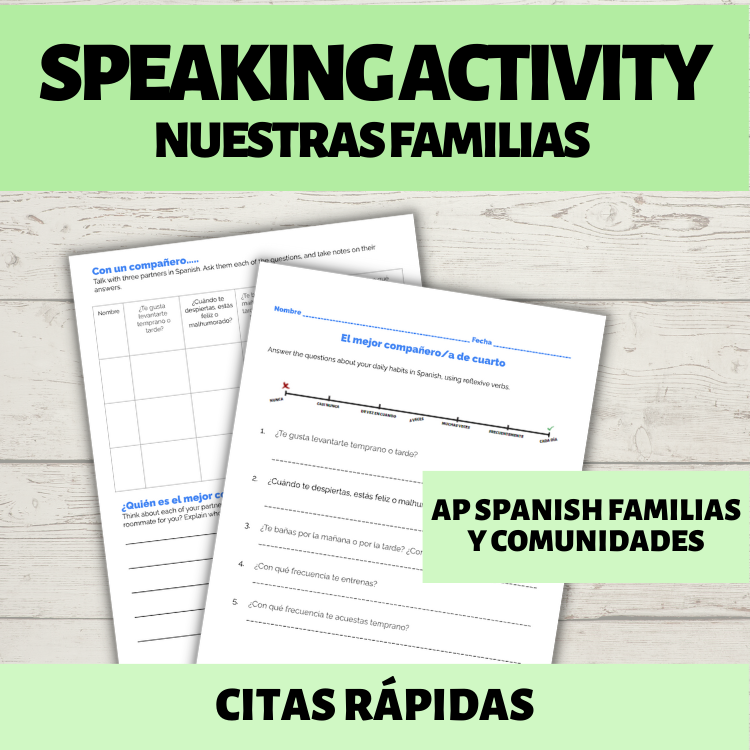 Nuestras Familias | Speaking Activity | Citas Rápidas | AP Spanish ...