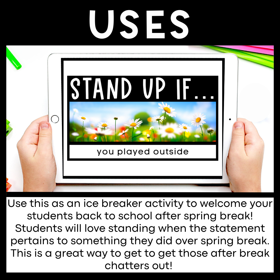 After Spring Break Activity Freebie - Stand Up Icebreaker Game | Made ...