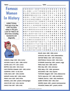 FAMOUS WOMEN IN HISTORY Month Word Search Worksheet Activity | Made By ...