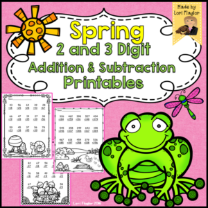 2 and 3 Digit Addition and Subtraction with Regrouping Spring Themed ...