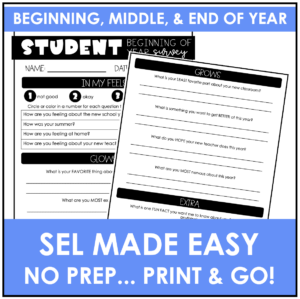 SEL Feelings Check In Student Reflection Yearlong Surveys | Made By ...