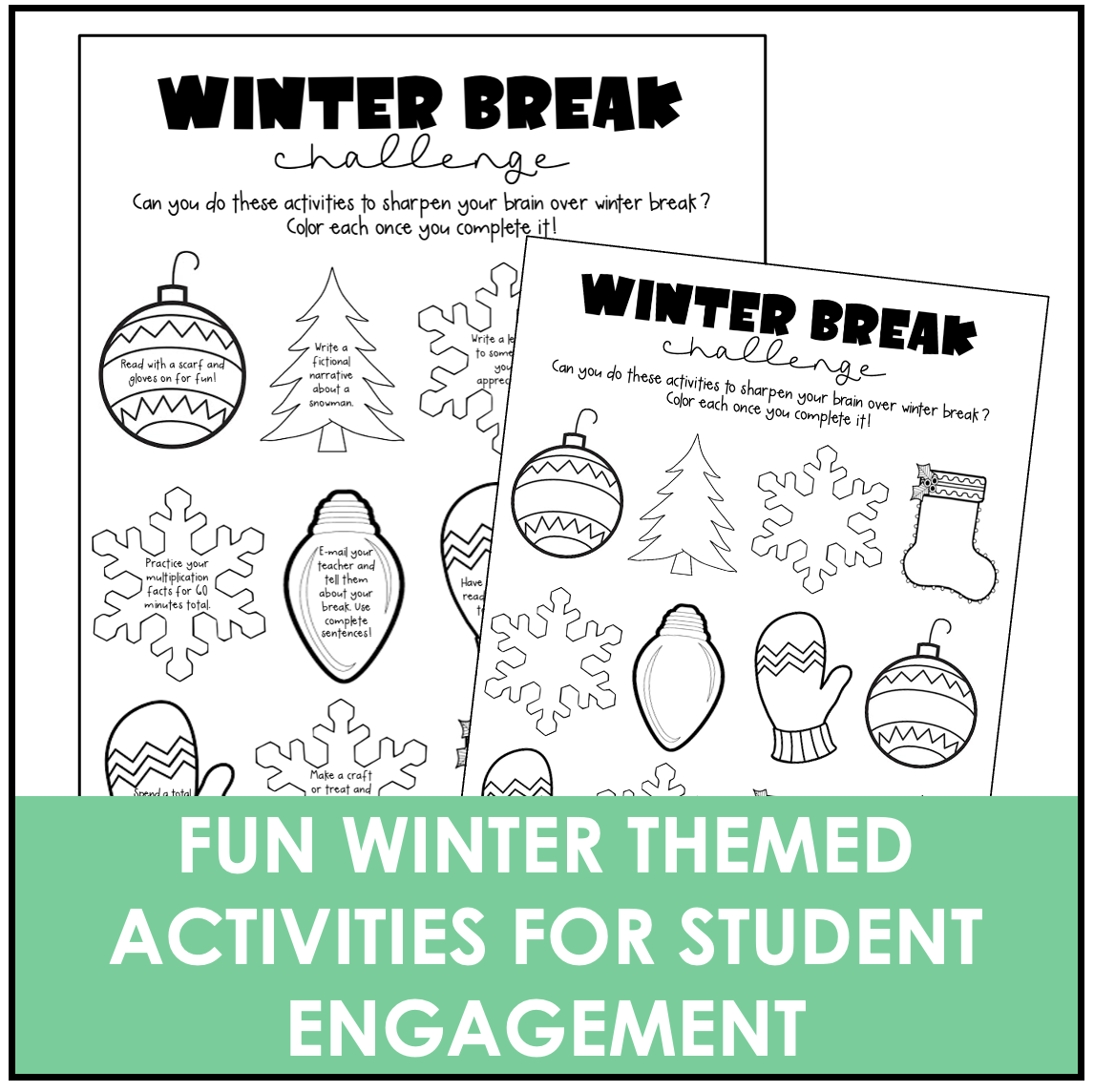 Christmas and Winter Break Activities Challenge with Reading, Writing ...