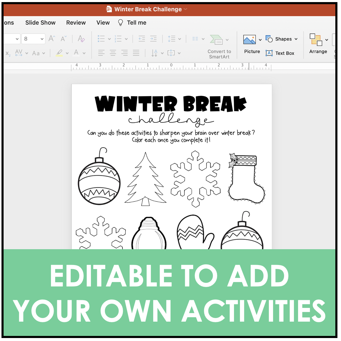 Christmas and Winter Break Activities Challenge with Reading, Writing ...