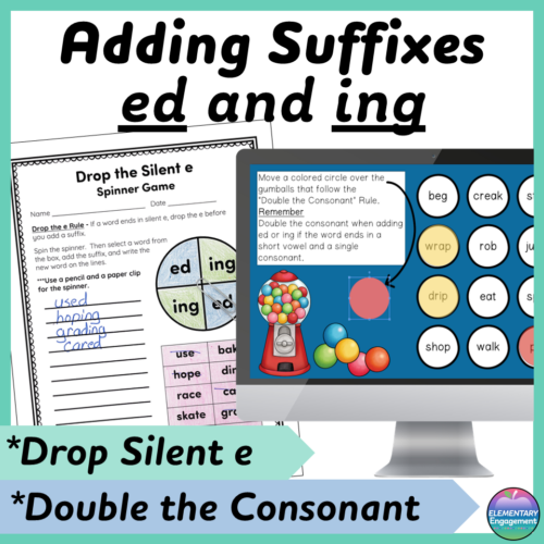 Double Consonants, Drop the Silent e Suffixes Print and Digital ...