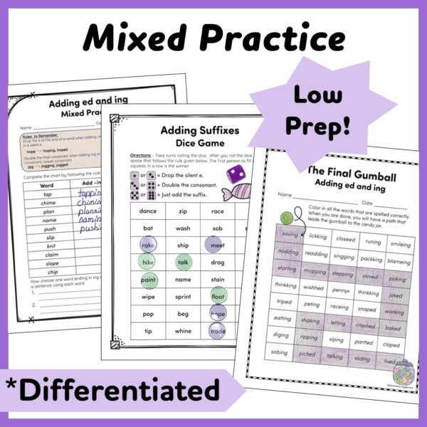 Double Consonants, Drop the Silent e Suffixes Print and Digital ...