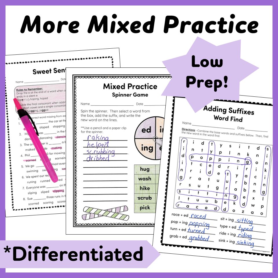 Double Consonants, Drop the Silent e Suffixes Print and Digital ...