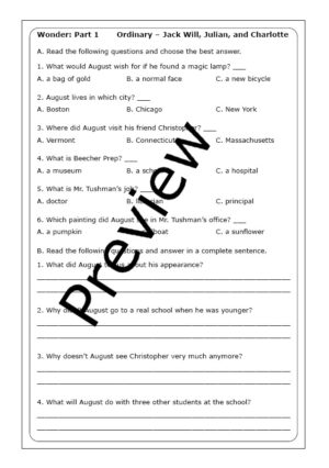 R. J. Palacio "Wonder" worksheets | Made By Teachers