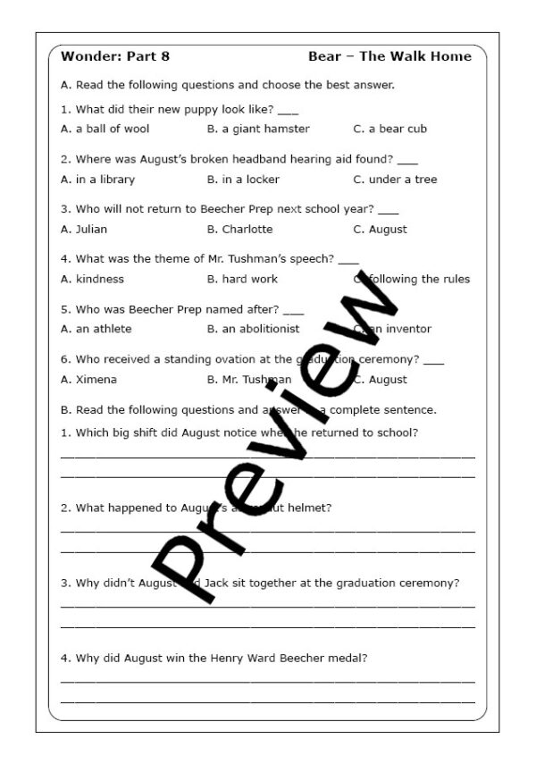 R. J. Palacio "Wonder" worksheets | Made By Teachers