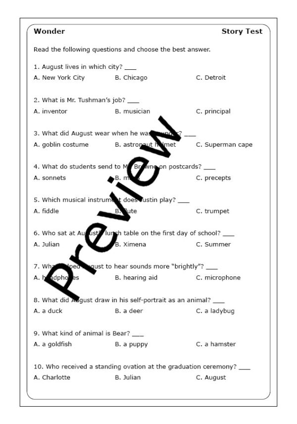 R. J. Palacio "Wonder" worksheets | Made By Teachers