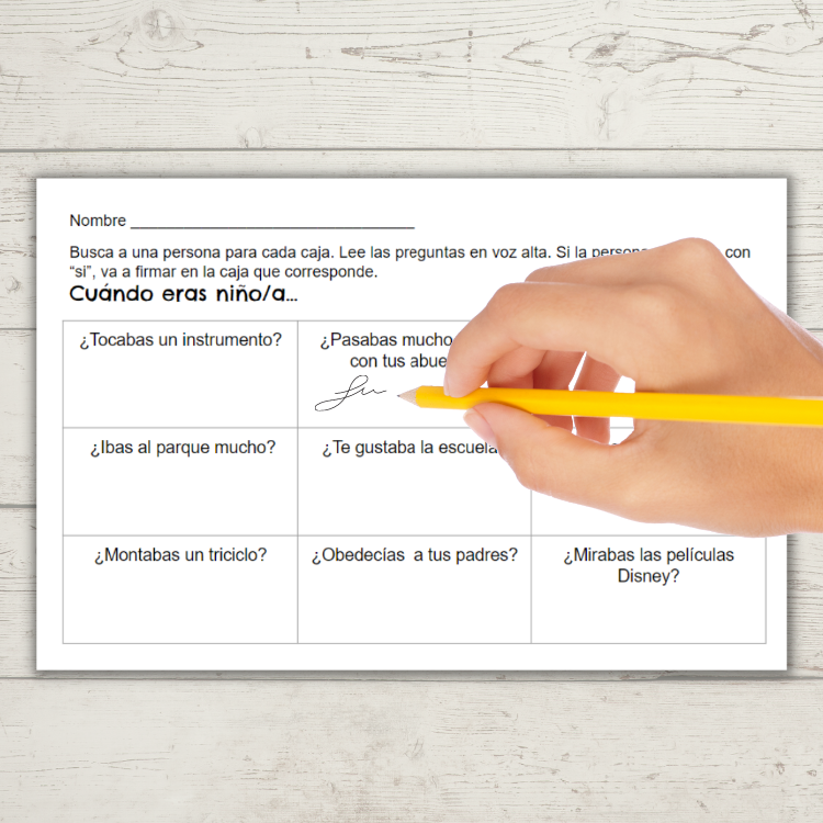 Busca a alguien - Spanish Imperfect ¿Cuándo eras niño...? speaking ...