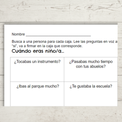 Busca a alguien - Spanish Imperfect ¿Cuándo eras niño...? speaking ...