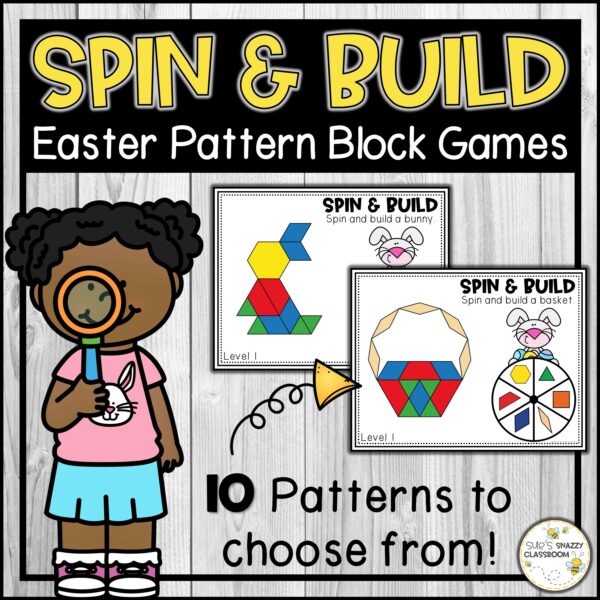 Easter Spin & Build Pattern Block Games | Easter Math Center | Shape ...