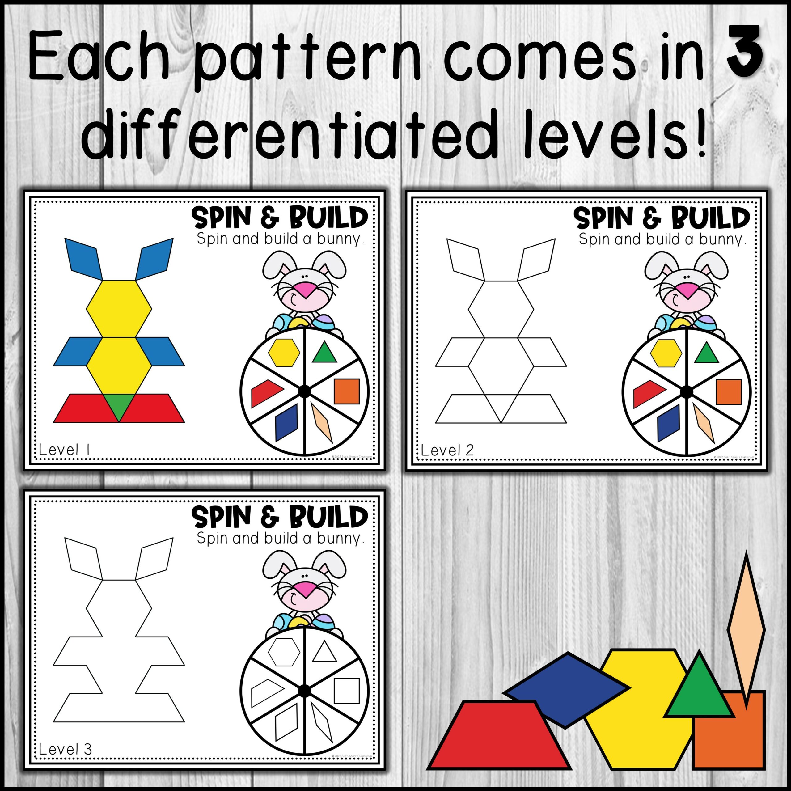 Easter Spin & Build Pattern Block Games | Easter Math Center | Shape ...