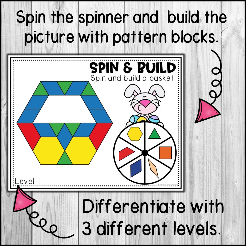 Easter Spin & Build Pattern Block Games | Easter Math Center | Shape ...