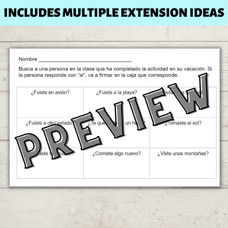 Busca a alguien - Spanish PRETERITE Mi última vacación speaking ...