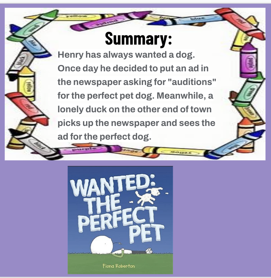 WANTED: THE PERFECT PET BY FIONA ROBERTON READING & WRITING PACKET ...
