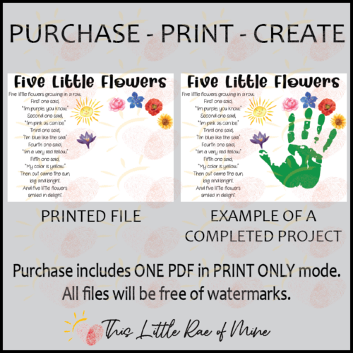Five Little Flowers - Spring - Poem - handprint Art - Keepsake ...