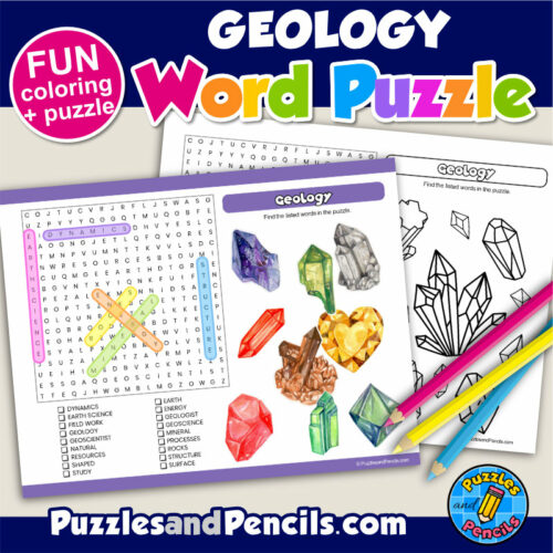 Geology Word Search Puzzle Activity Page and Coloring | Geologist ...