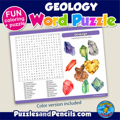 Geology Word Search Puzzle Activity Page and Coloring | Geologist ...