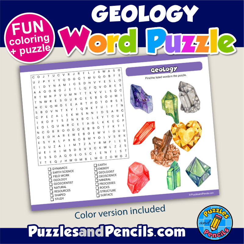 Geology Word Search Puzzle Activity Page and Coloring | Geologist ...