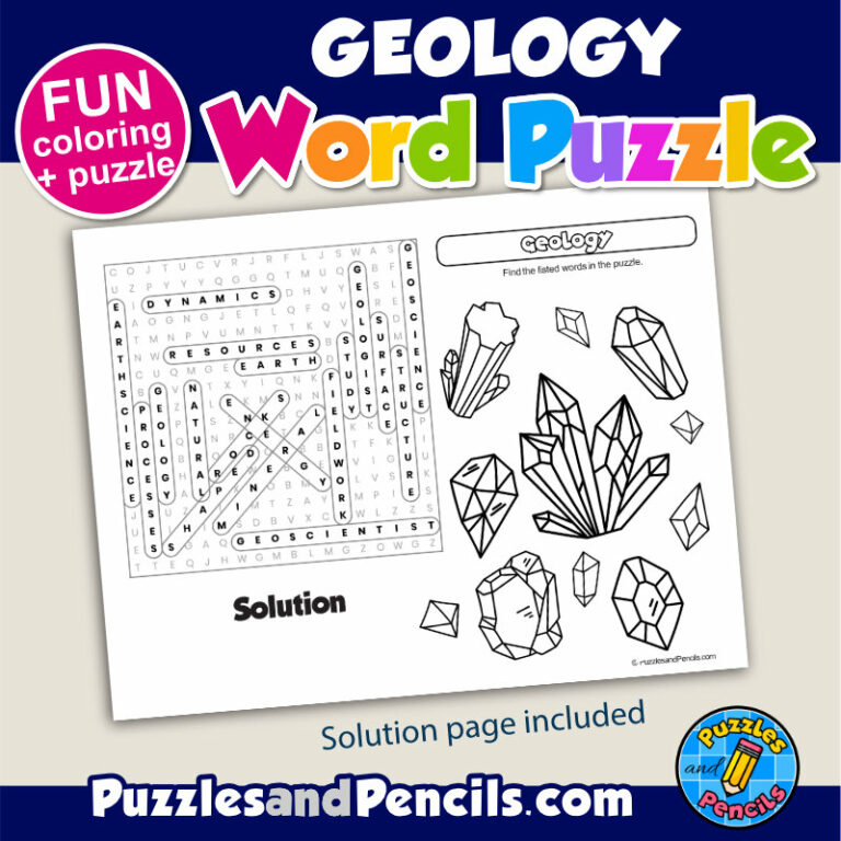Geology Word Search Puzzle Activity Page and Coloring | Geologist ...