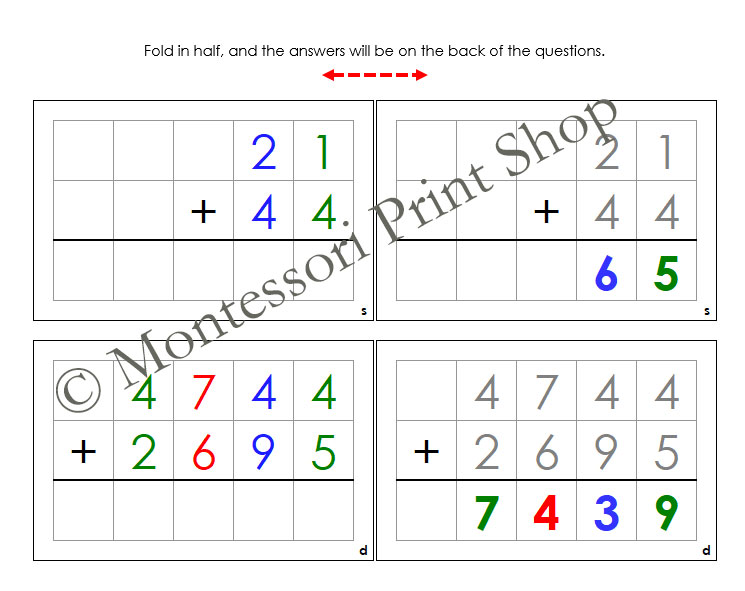 Math Operations Command Cards Bundle (color-coded) - Montessori Task ...