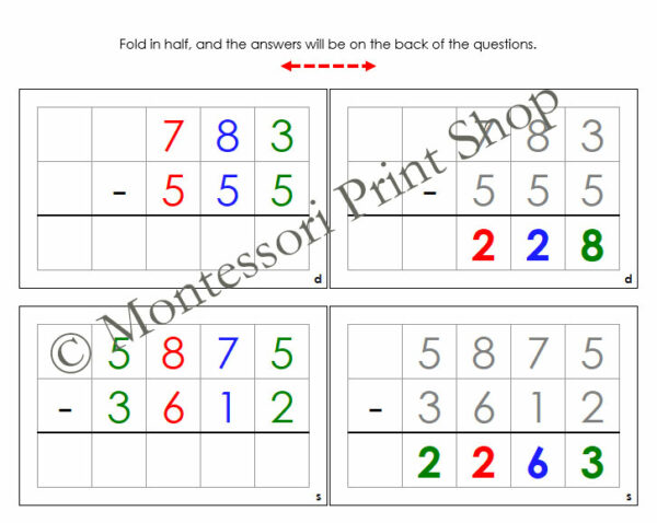 Math Operations Command Cards Bundle (color-coded) - Montessori Task ...