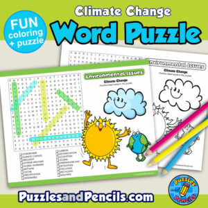 Climate Change Word Search Puzzle Activity Page and Coloring ...