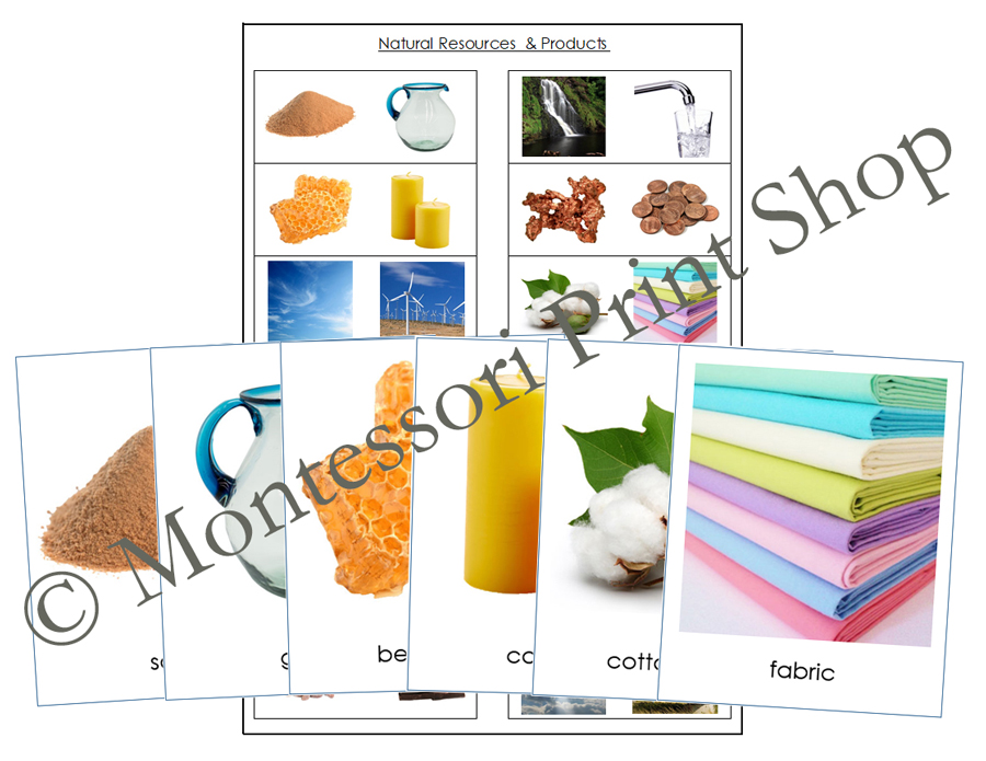Natural Resources and Their Products - Matching Cards & Control Chart ...