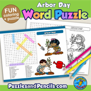 Arbor Day Word Search Puzzle Activity Page and Coloring | Wordsearch ...