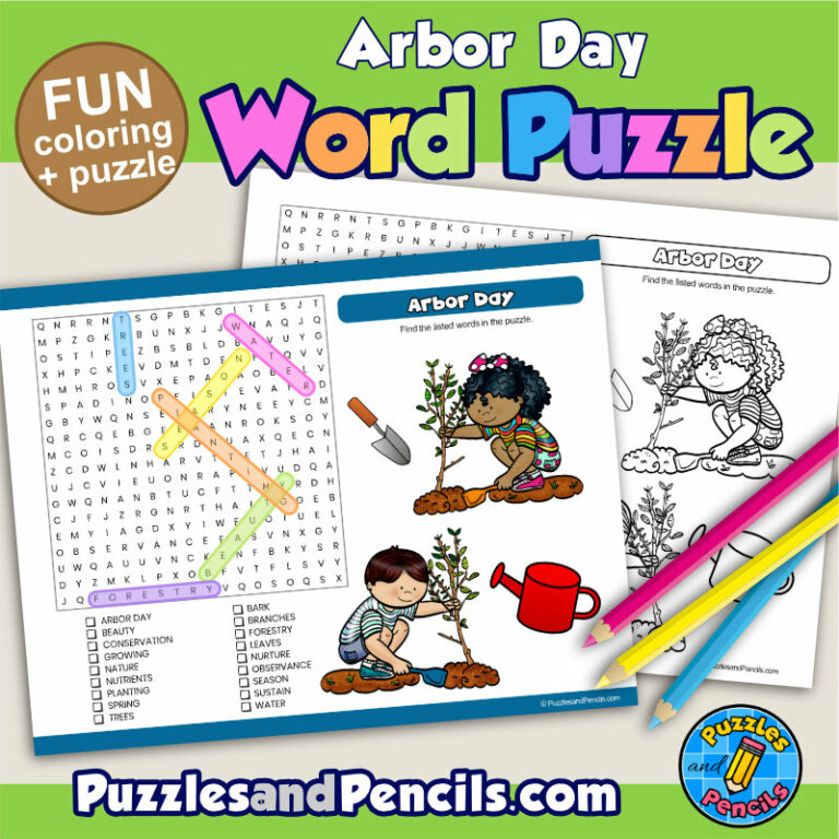 Arbor Day Word Search Puzzle Activity Page and Coloring | Wordsearch ...