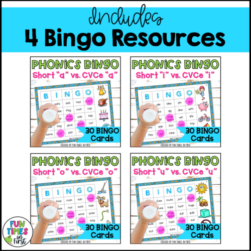 Long and Short Vowels Phonics Bingo Bundle | CVCe Words | No Prep ...
