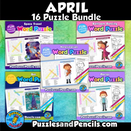 April Word Search Puzzle Activity BUNDLE | 16 Wordsearch Puzzles | Made ...