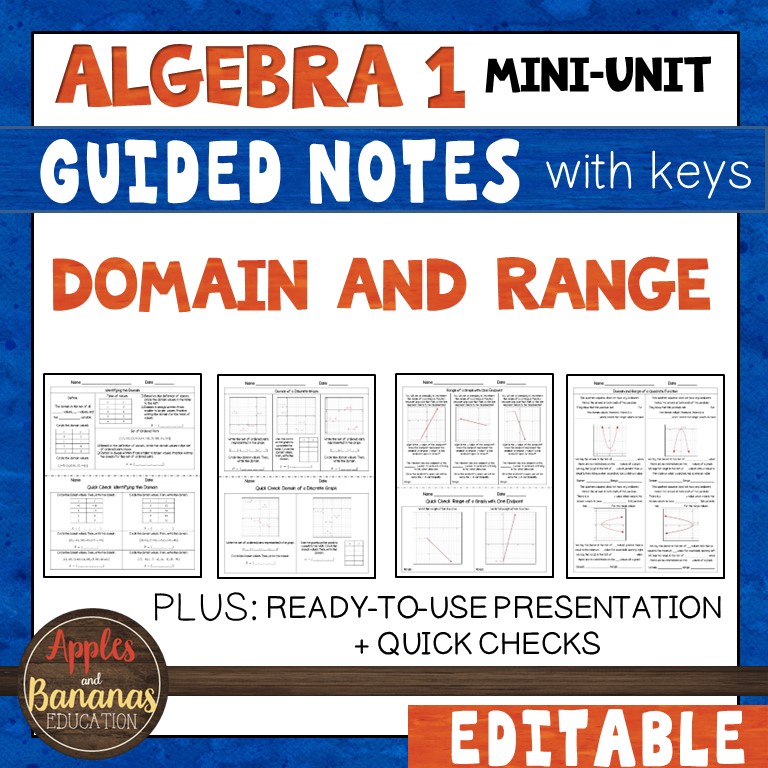 Domain and Range - Algebra Interactive Note-Taking Activities | Made By ...