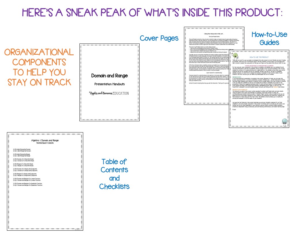 Domain and Range - Algebra Interactive Note-Taking Activities | Made By ...