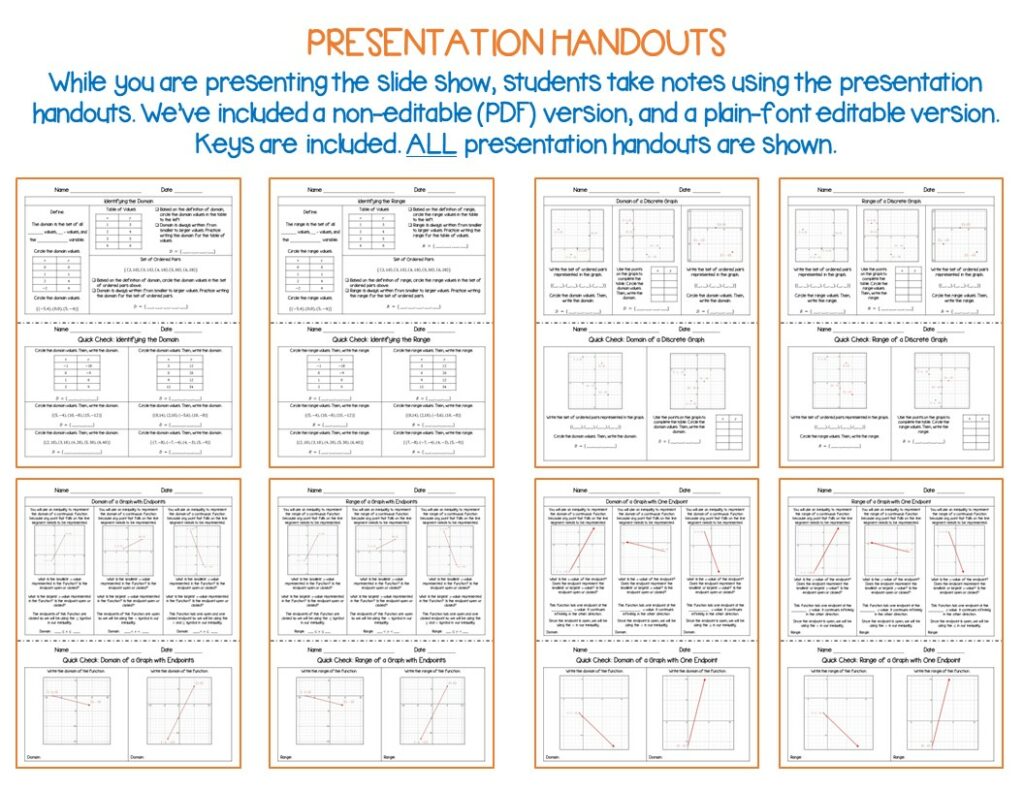 Domain and Range - Algebra Interactive Note-Taking Activities | Made By ...