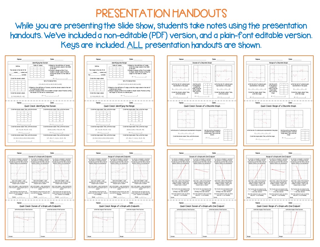 Domain and Range - Algebra Interactive Note-Taking Activities | Made By ...