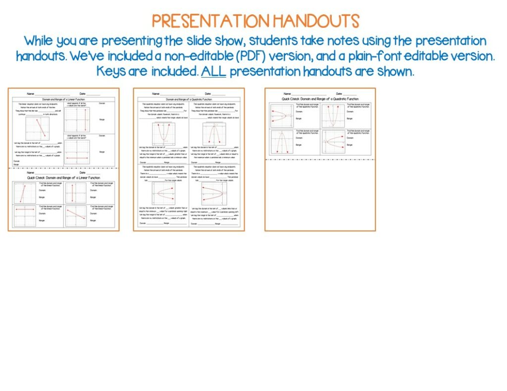 Domain and Range - Algebra Interactive Note-Taking Activities | Made By ...